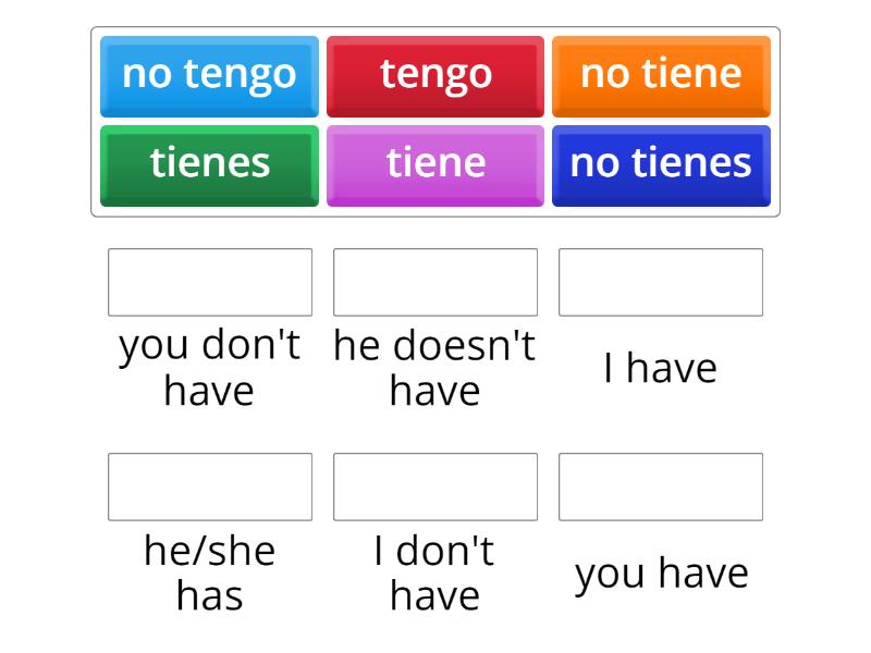 using tengo/ tienes/ tiene - Une las parejas