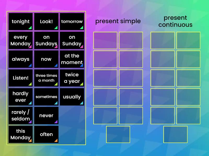 present simple / present continuous - Group sort