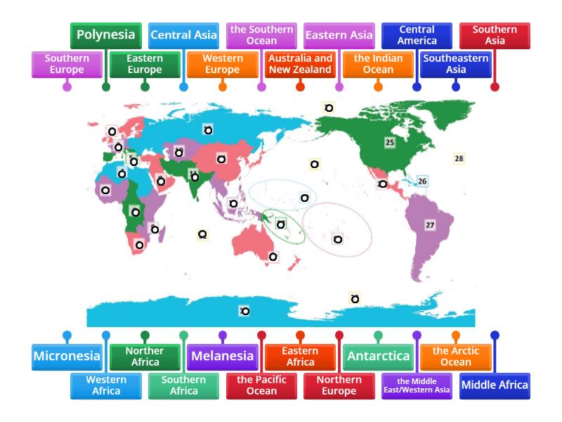 Regions of the World - Labelled diagram