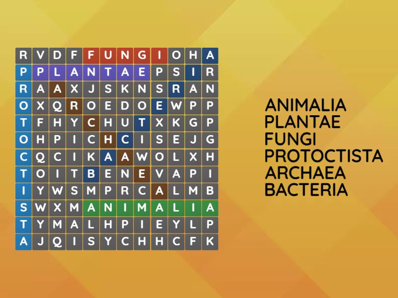 Os reinos dos seres vivos - Sopa de letras