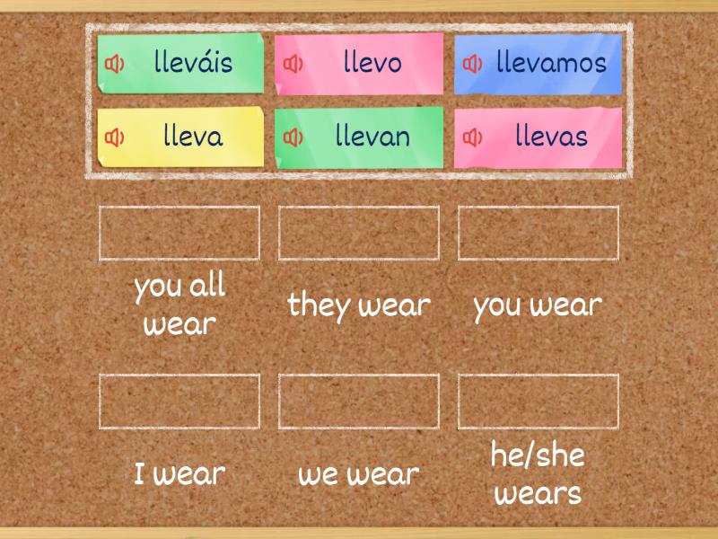 Llevar - to wear - Une las parejas
