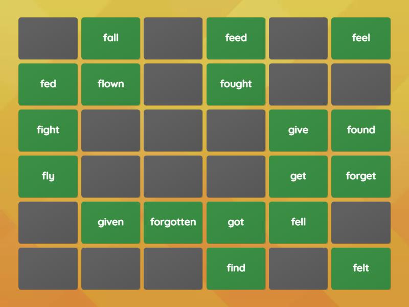 2nd Past Participle Memory Game for the Test! 1 - Matching pairs