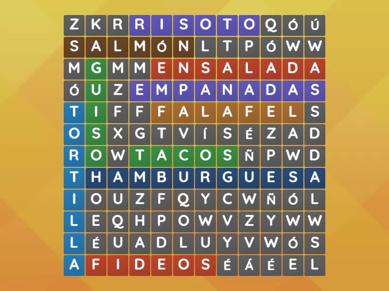 Sopa de letras comidas - Wordsearch