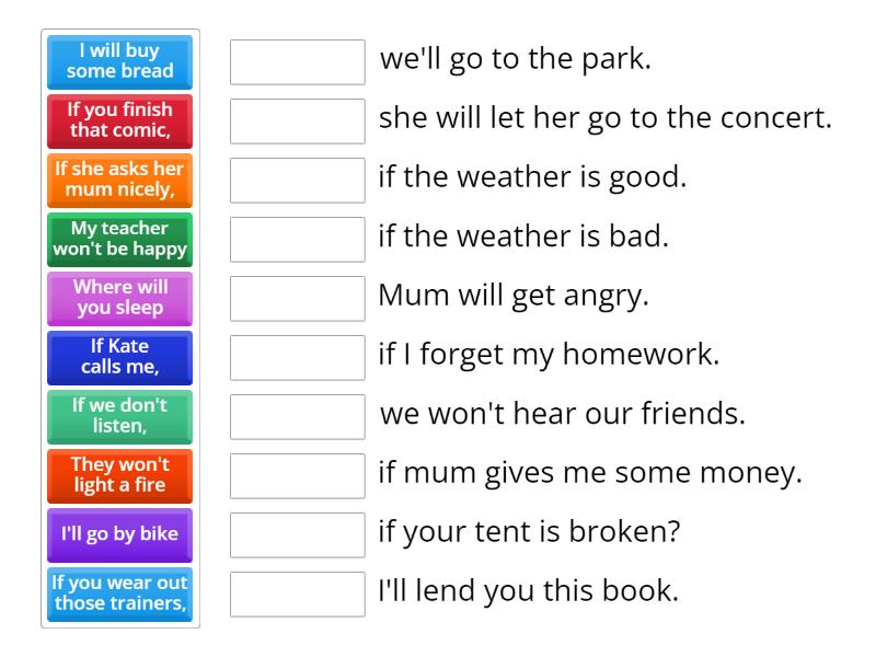 EF PI Unit 8B First conditional - match - Match up