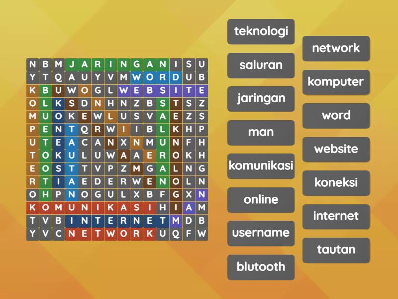 Temukanlah kata-kata berikut ini! - Wordsearch