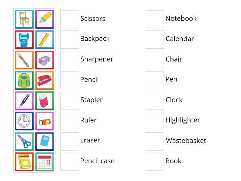 Classroom Objects - Match up