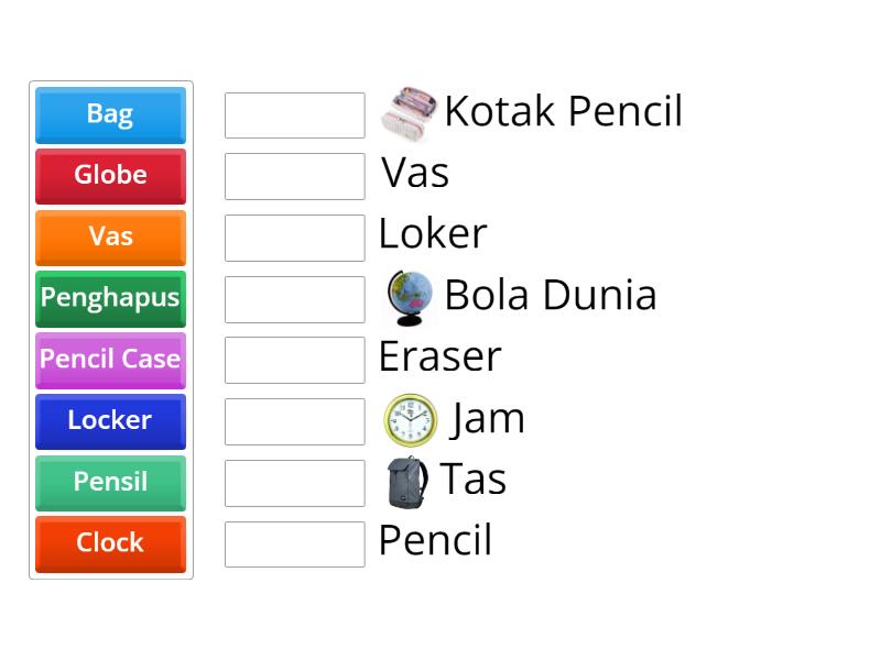 My Stationery and School Facilities - Match up
