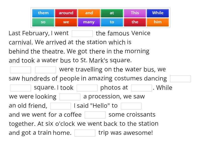 Complete the text with the missing words - Complete the sentence