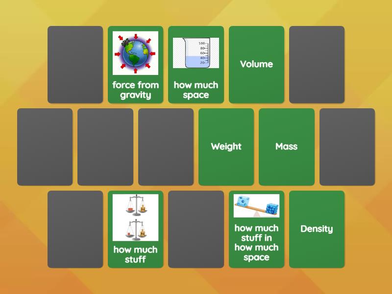 Mass / Weight / Volume / Density - Matching pairs