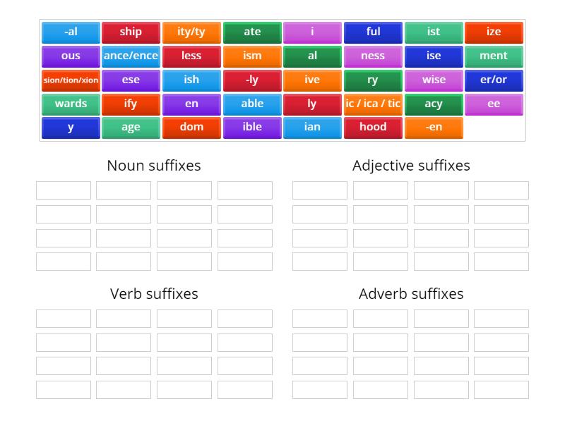 suffixes - Group sort