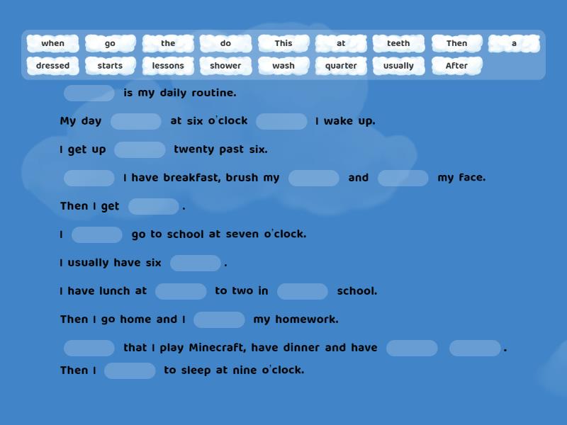Daily Routines - Complete the sentence