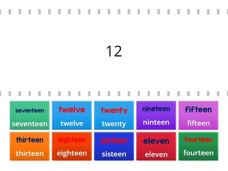 Teen Number Words - Find the match