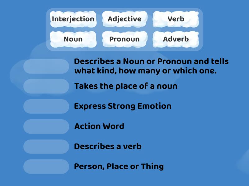 Parts of Speech - Match up