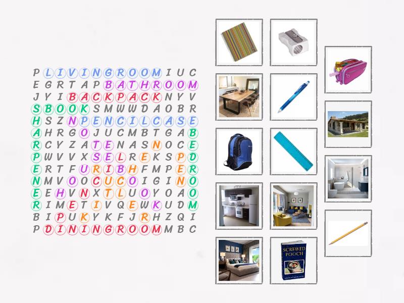 MY HOUSE AND SCHOOL OBJECTS - Wordsearch