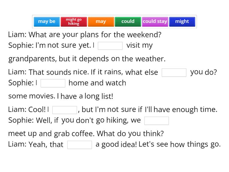 Dialogue may, could, might - Completar la frase