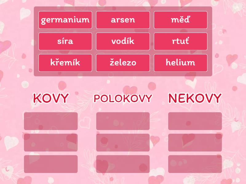 Chemie kovy,nekovy,polokovy - Group sort