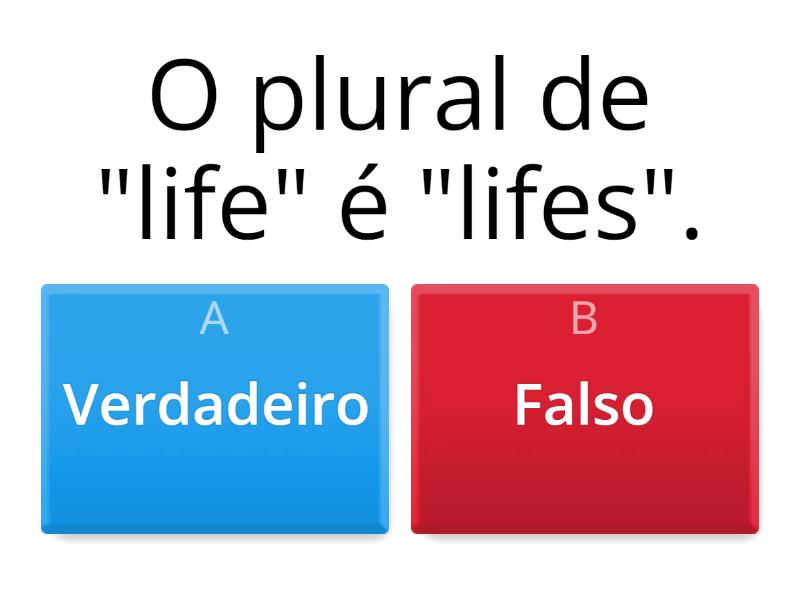 Plural das Palavras em Inglês - Questionário