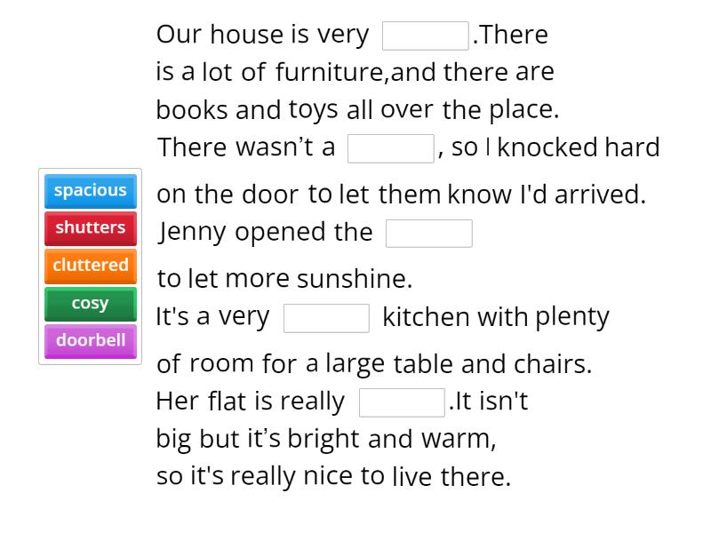 OET B1 Describing a Home - Completa la oración