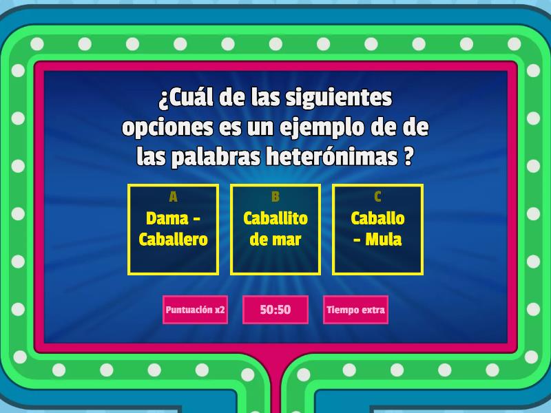 Heteronimo, hiperónimo, hipónimo - Concurso de preguntas