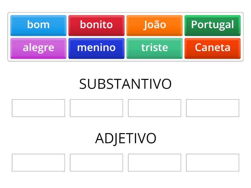 jogo separando os substantivos dos adjetivos - Group sort