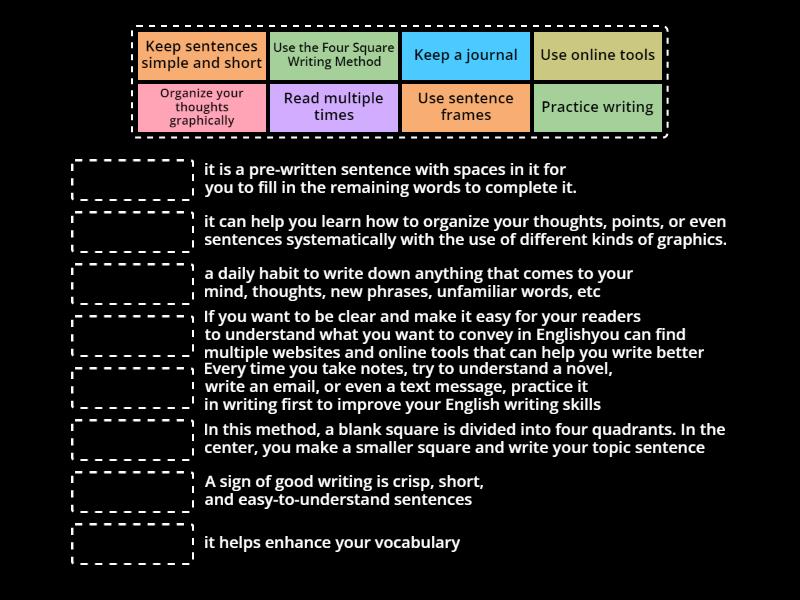 8 Writing Strategies for Students to Write Better -PDC-Biga - Match up