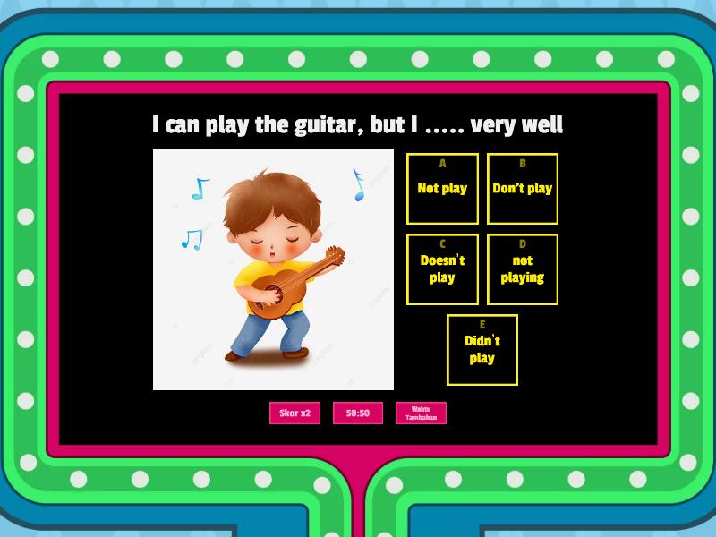 Simple Present tense pretest & post test - Gameshow quiz