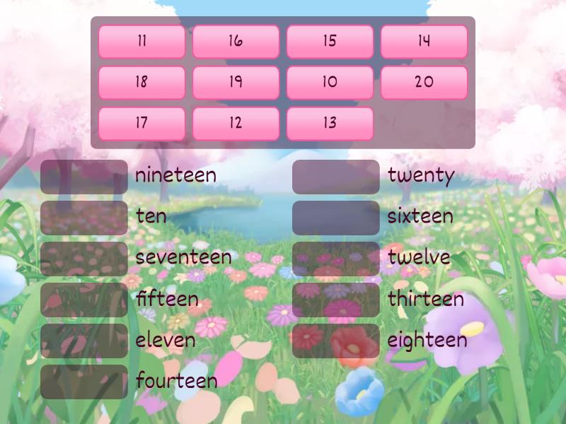 Round up STARTER - NUMBERS 10 TO 20 - Match up