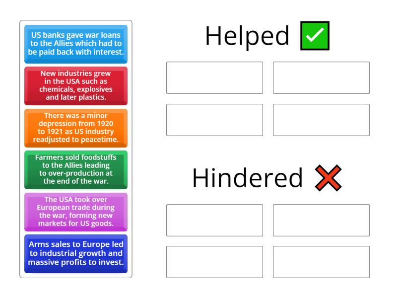 How did the First World War help and hinder the USA’s ‘second ...