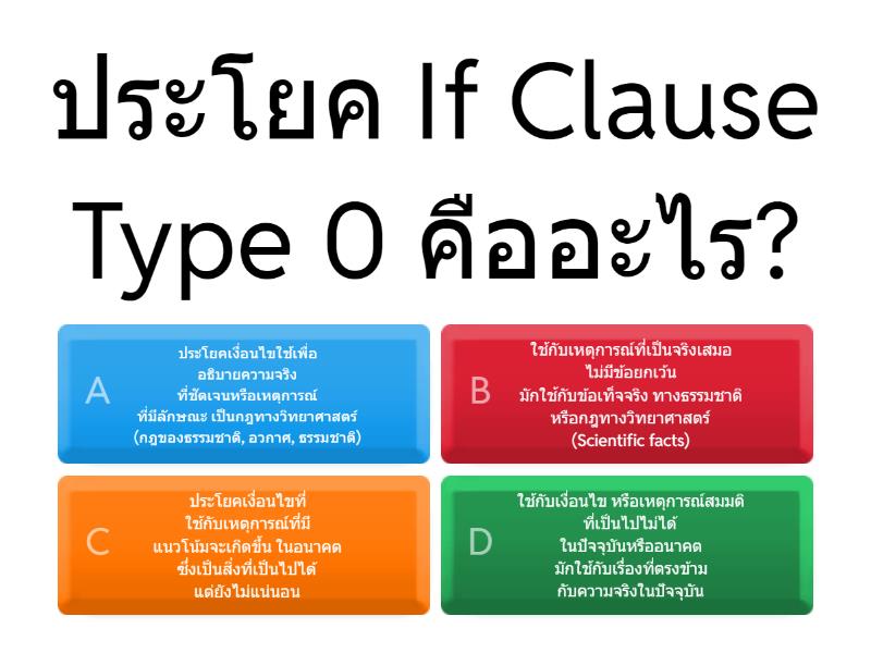 If clause ( type 0) ชุดที่ 0 - Quiz