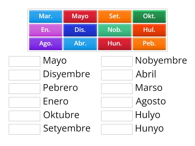 Filipino 3: Daglat - months of the year - Match up