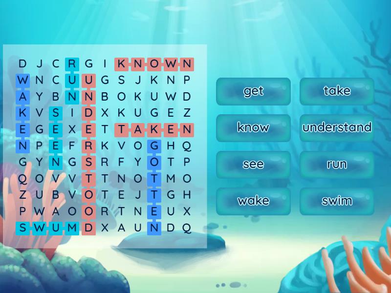 verbs - match the PP form - Wordsearch