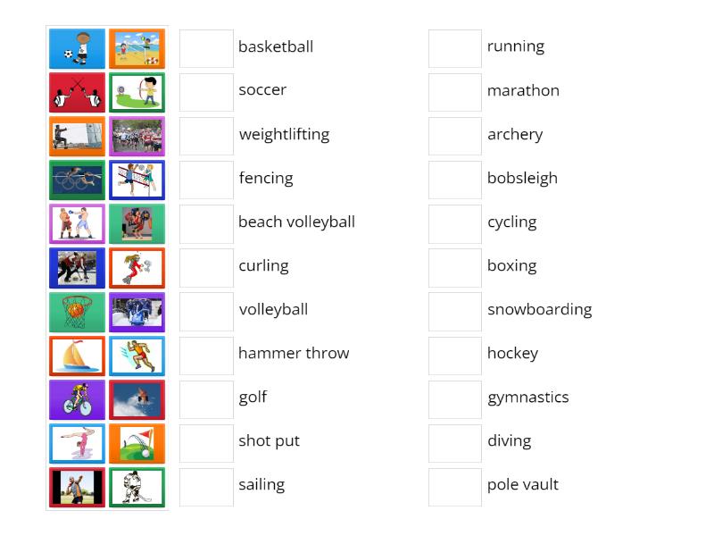 7th grade - Day 15 - Olympic Games and Sports - Match up