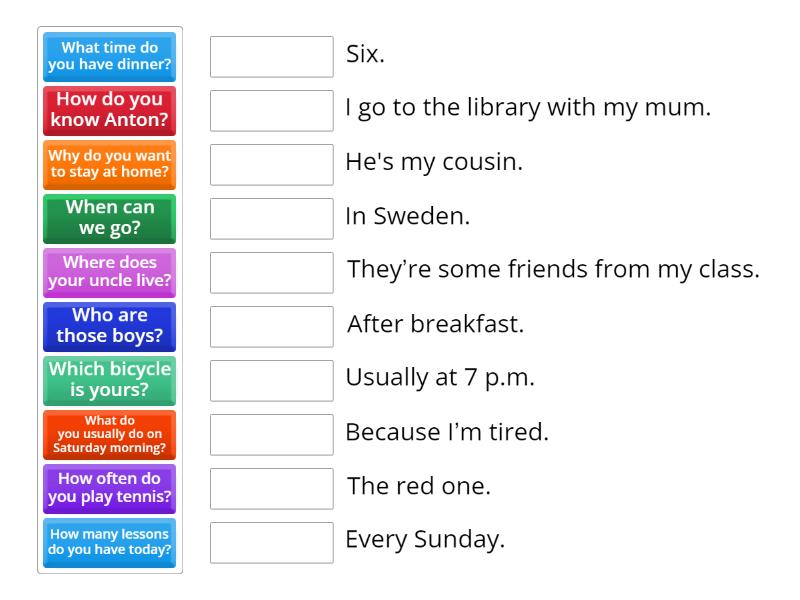 Solutions Elementary 2D: Adverbs of frequency; question words - Match up