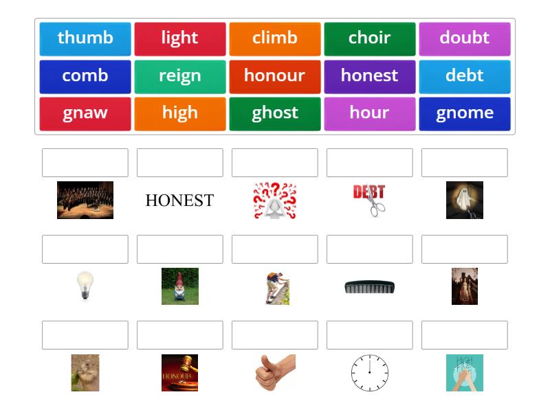 Silent Letters spellings - Match up