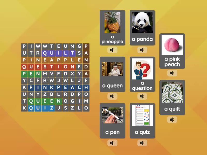 Letter P - Q - Wordsearch