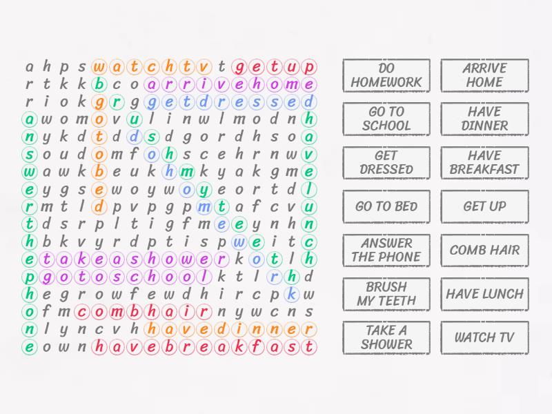 WORD SEARCH MY DAILY ROUTINE - Wordsearch