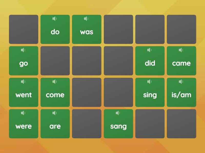 Memory Card Game (past tense) - Matching pairs