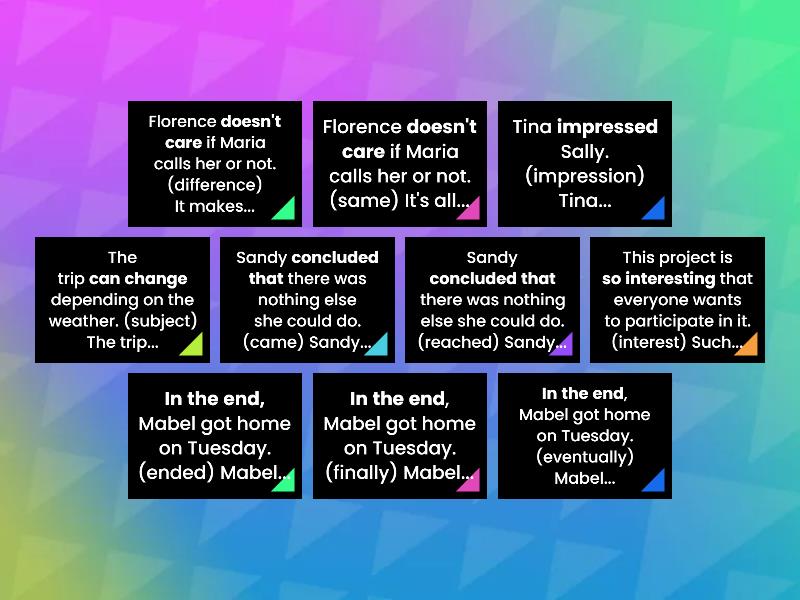 Paraphrasing. Exercise 21. - Flip tiles