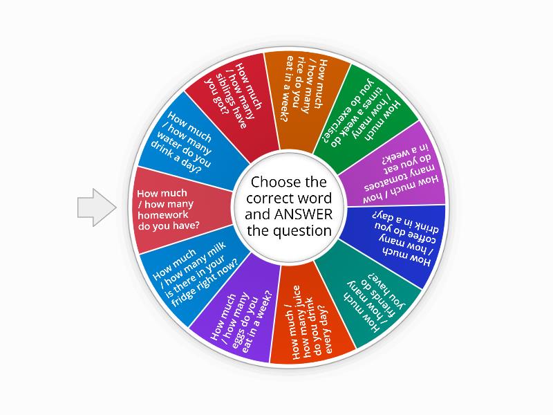 How much / How many questions - Spin the wheel