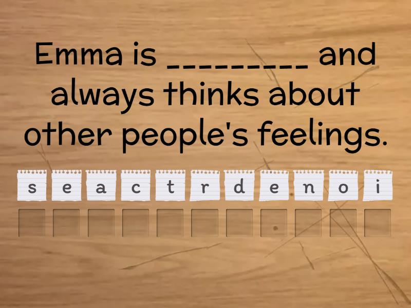 s: Character Traits - Anagram