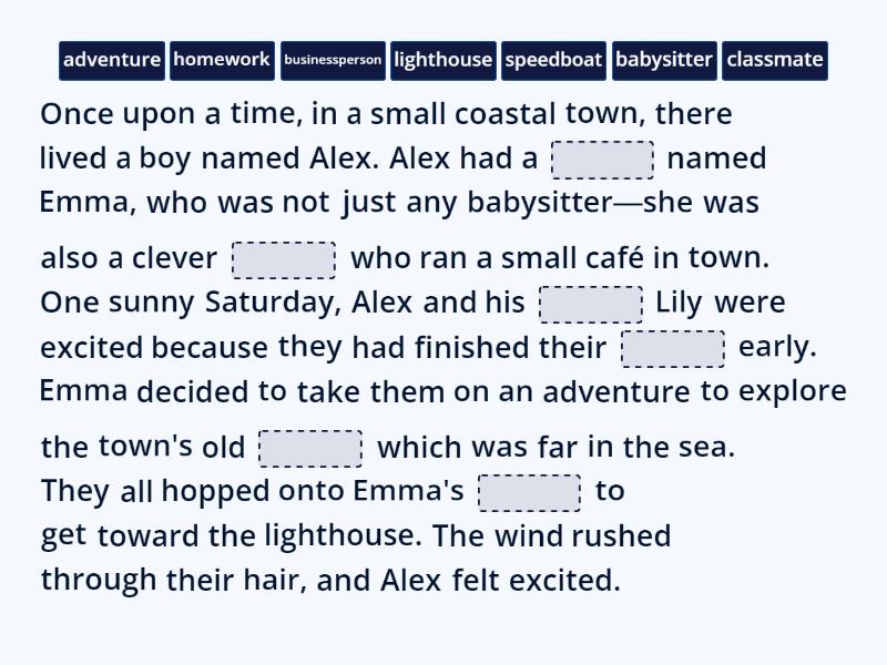 An amazing story with compound nouns - Complete the sentence