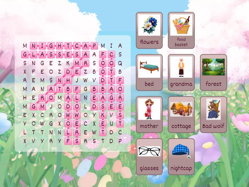 Word search - Little Red Riding Hood - part 1 - MEIE - Wordsearch