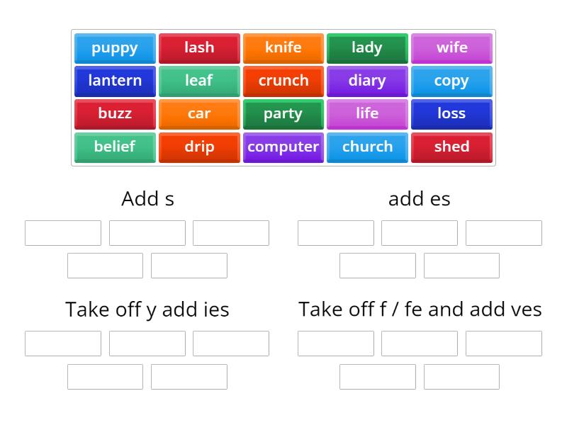 Plurals Practice - Group sort