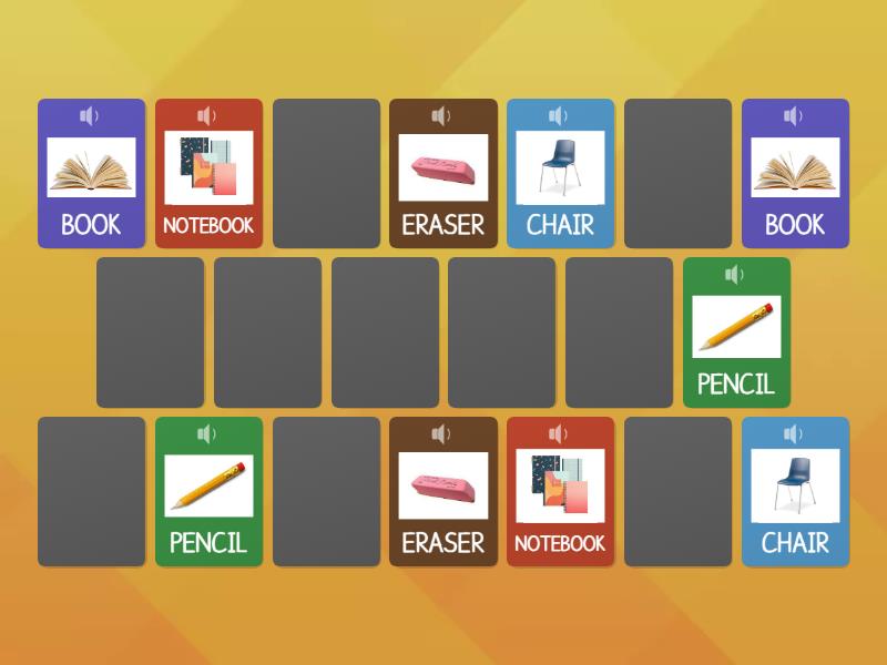 SCHOOL OBJECTS - 1st Grade (Super Minds Starter) - Matching pairs