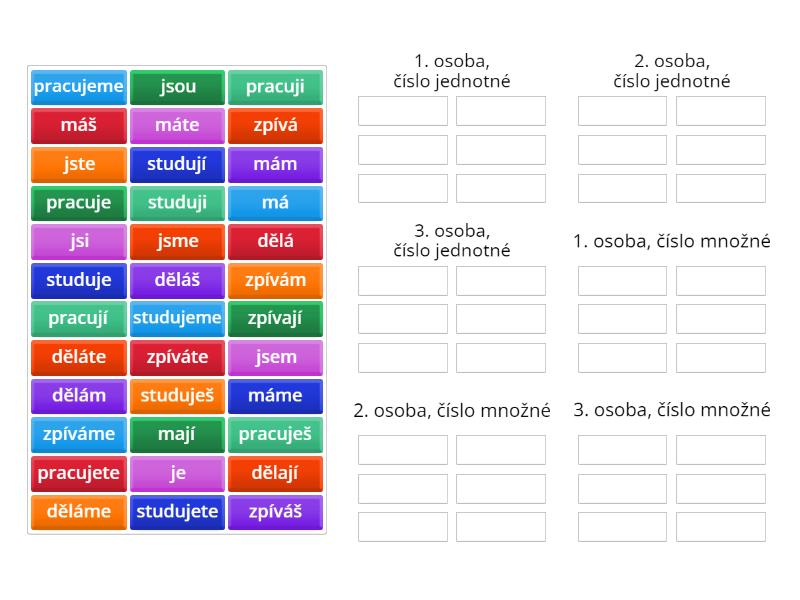 Slovesa, osoba - Group sort