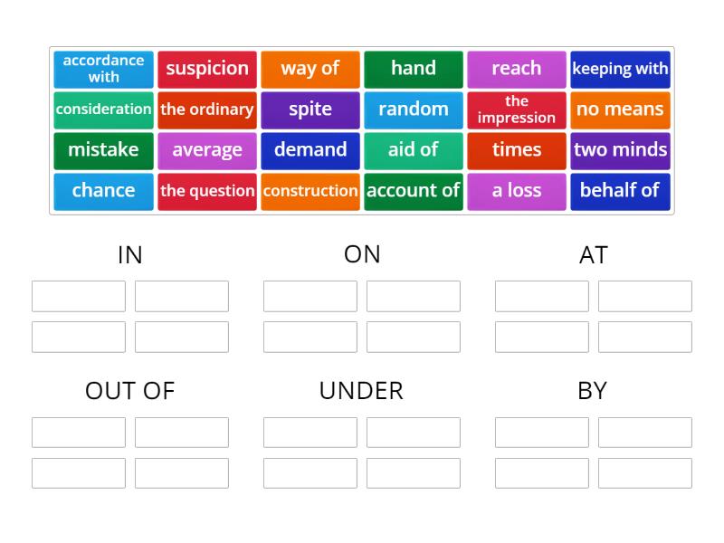 Prepositional Phrases (U9) - Group sort