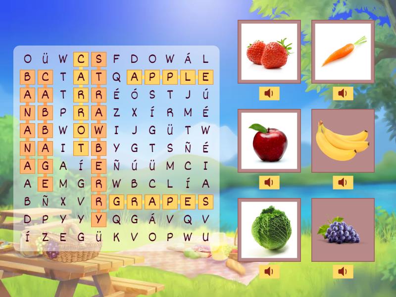 - Vocabulary - Food - Sopa de letras