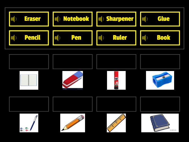 School supplies matching game - Match up