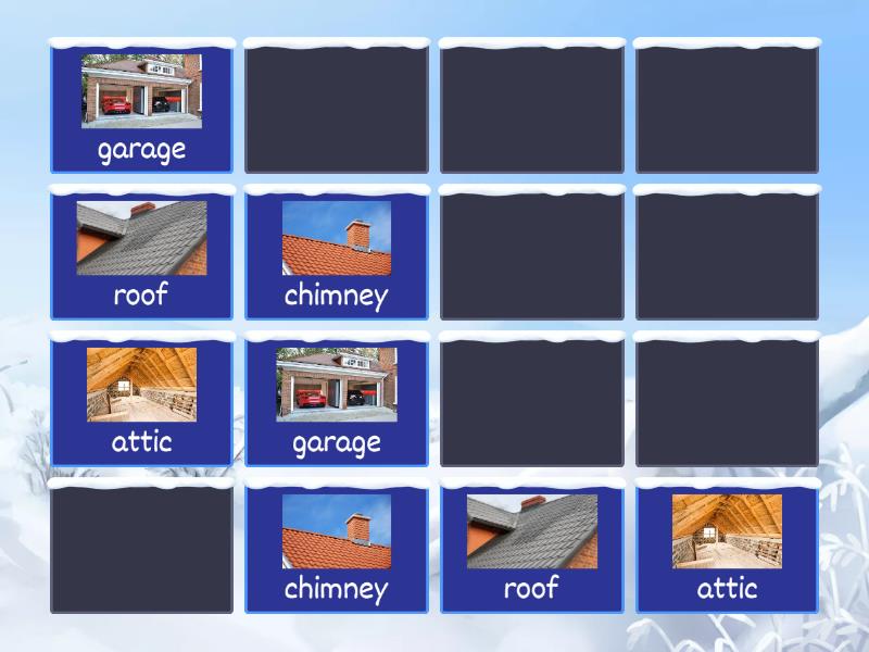 Memory game - parts of the house (part 2) - MEIE - Matching pairs