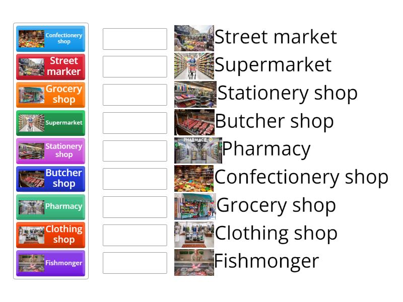 Different types of shops (LA) - Match up
